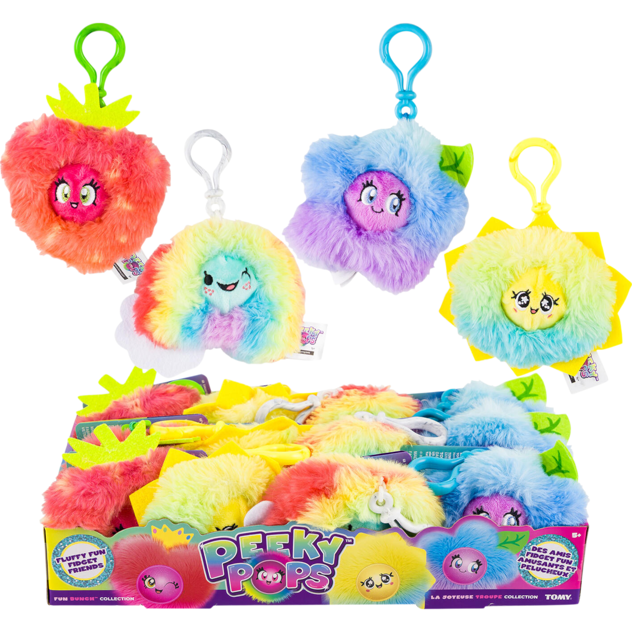 Tomy Peeky Pops Fluffy Fun Fidget Friends Keychain Assortment 12 Count ...
