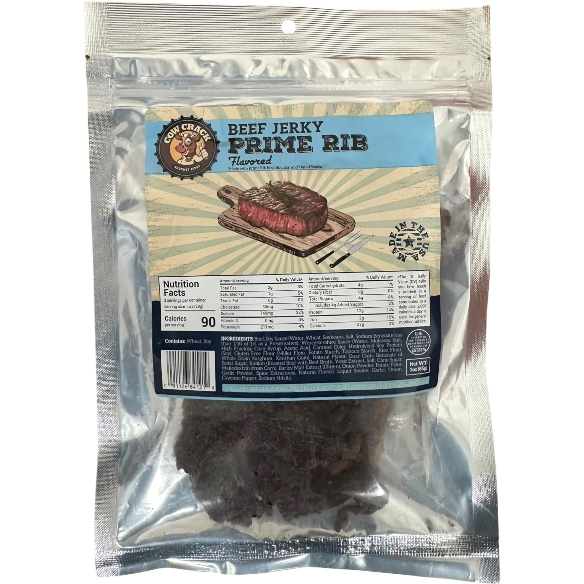 Cow Crack Prime Rib Beef Jerky 3 oz | Cow Crack Wholesale