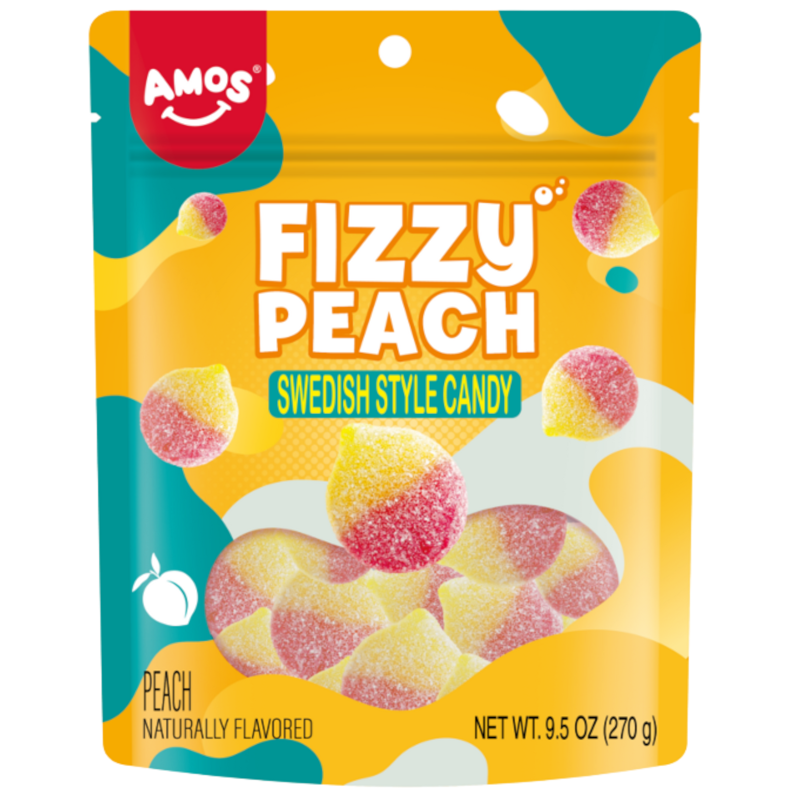 Amos Swedish Candy Fizzy Peach 12 Count | Cow Crack Wholesale