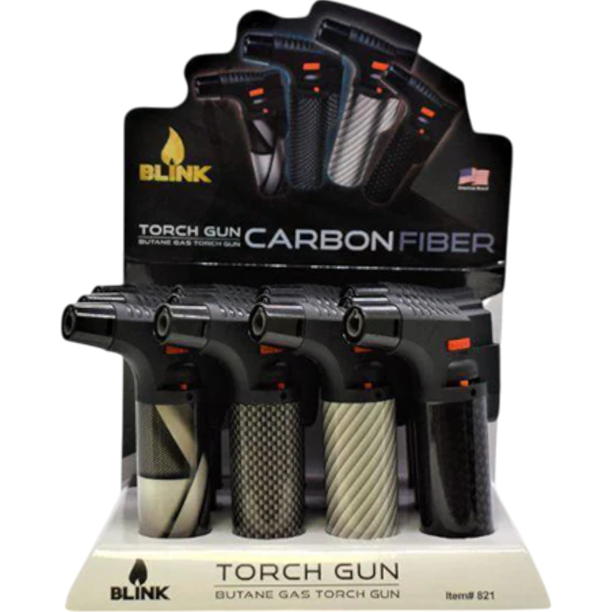 Blink Torch Lighter Carbon Fiber 12 Count | Cow Crack Wholesale