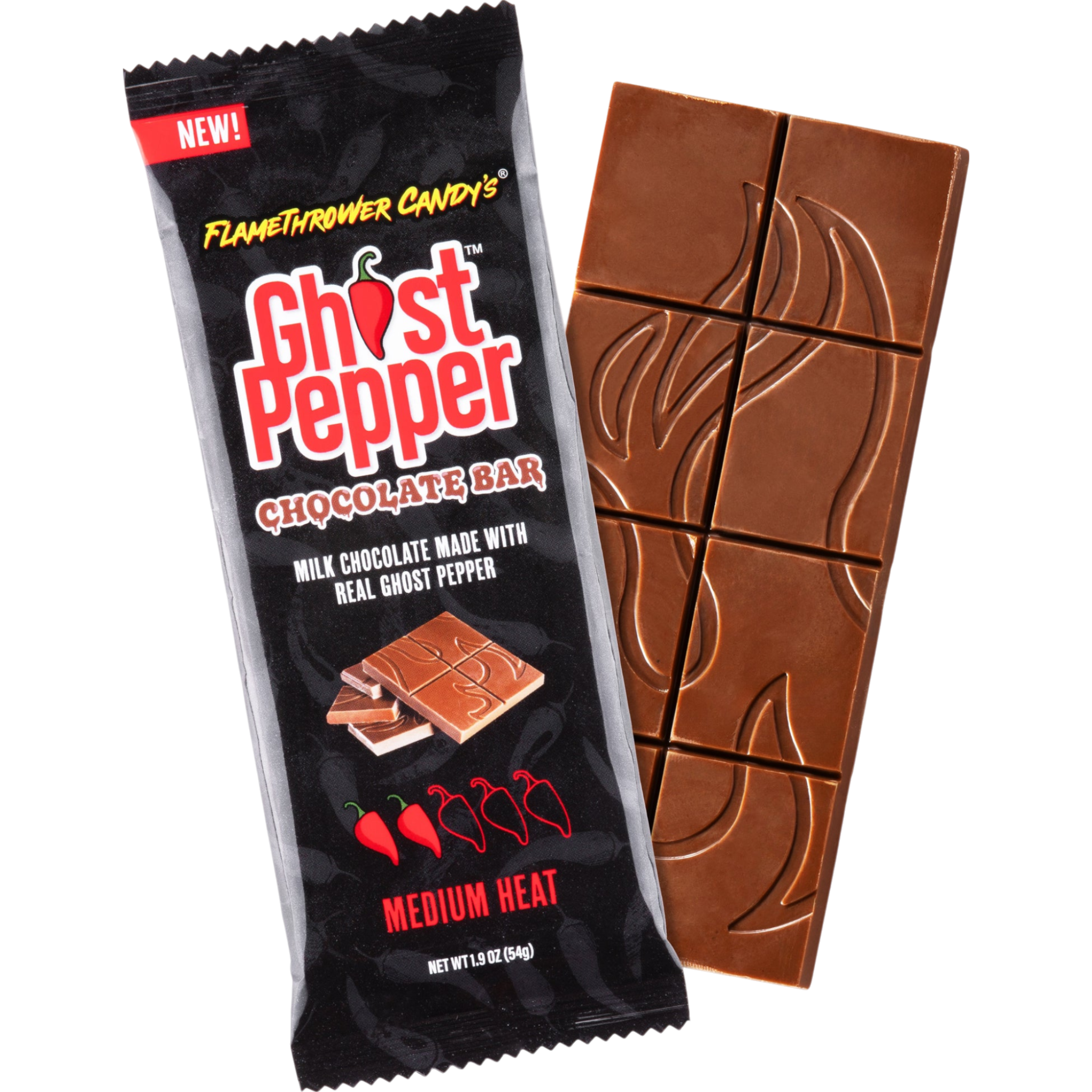 Flamethrower Candy Ghost Pepper Chocolate Bar | Cow Crack Wholesale