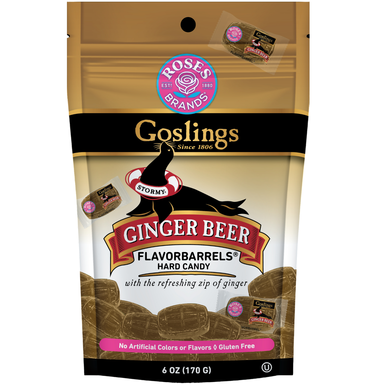 Goslings Ginger Beer Barrels Hard Candy Peg Bag 6 Count | Cow Crack ...