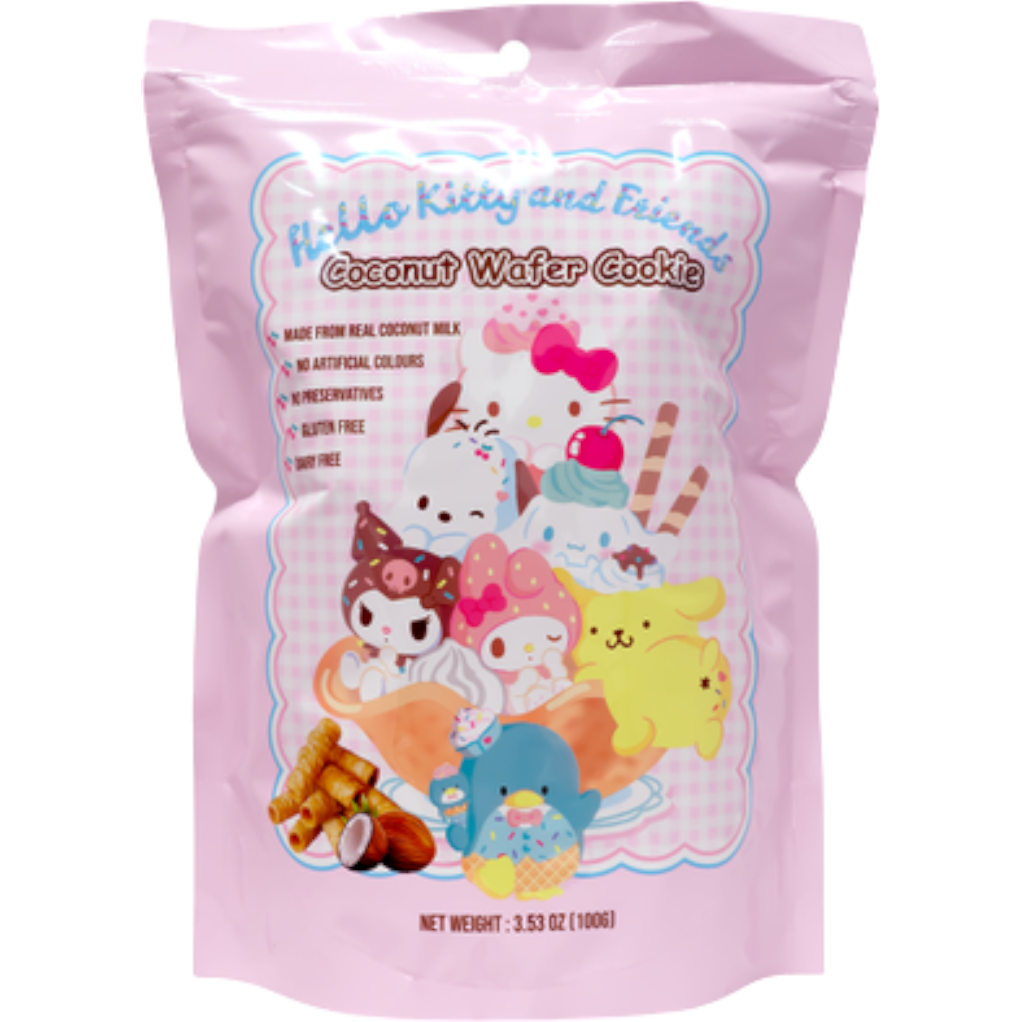 Hello Kitty and Friends Coconut Wafer Cookie 12 Count | Cow Crack Wholesale