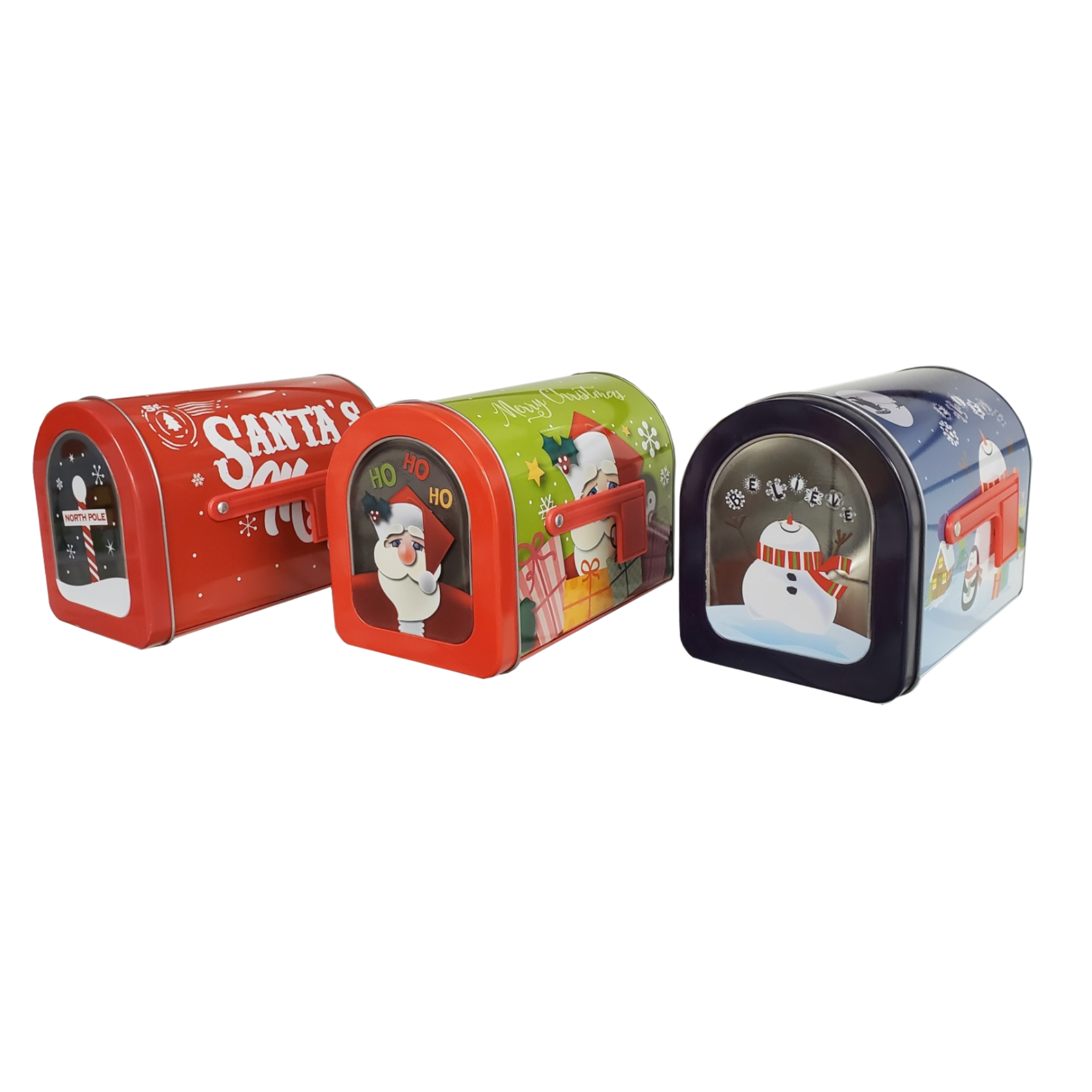 Christmas Mini Mailbox Tin With Wheels | Cow Crack Wholesale