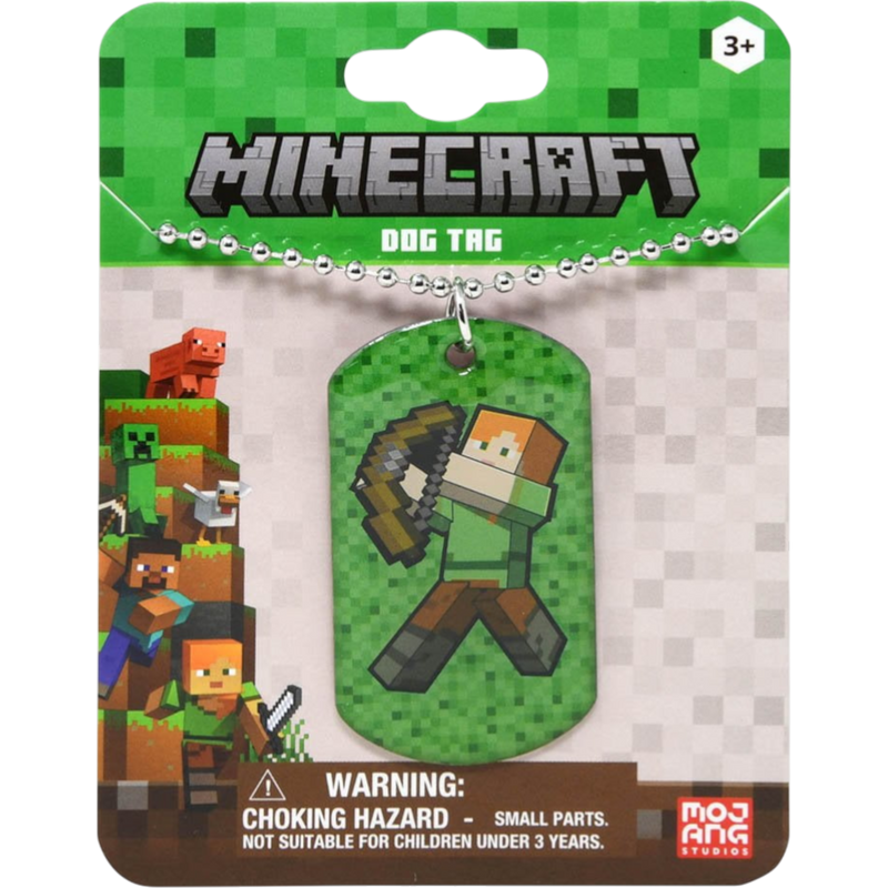 Minecraft Dog Tag Necklace on Card 24 Count | Cow Crack Wholesale