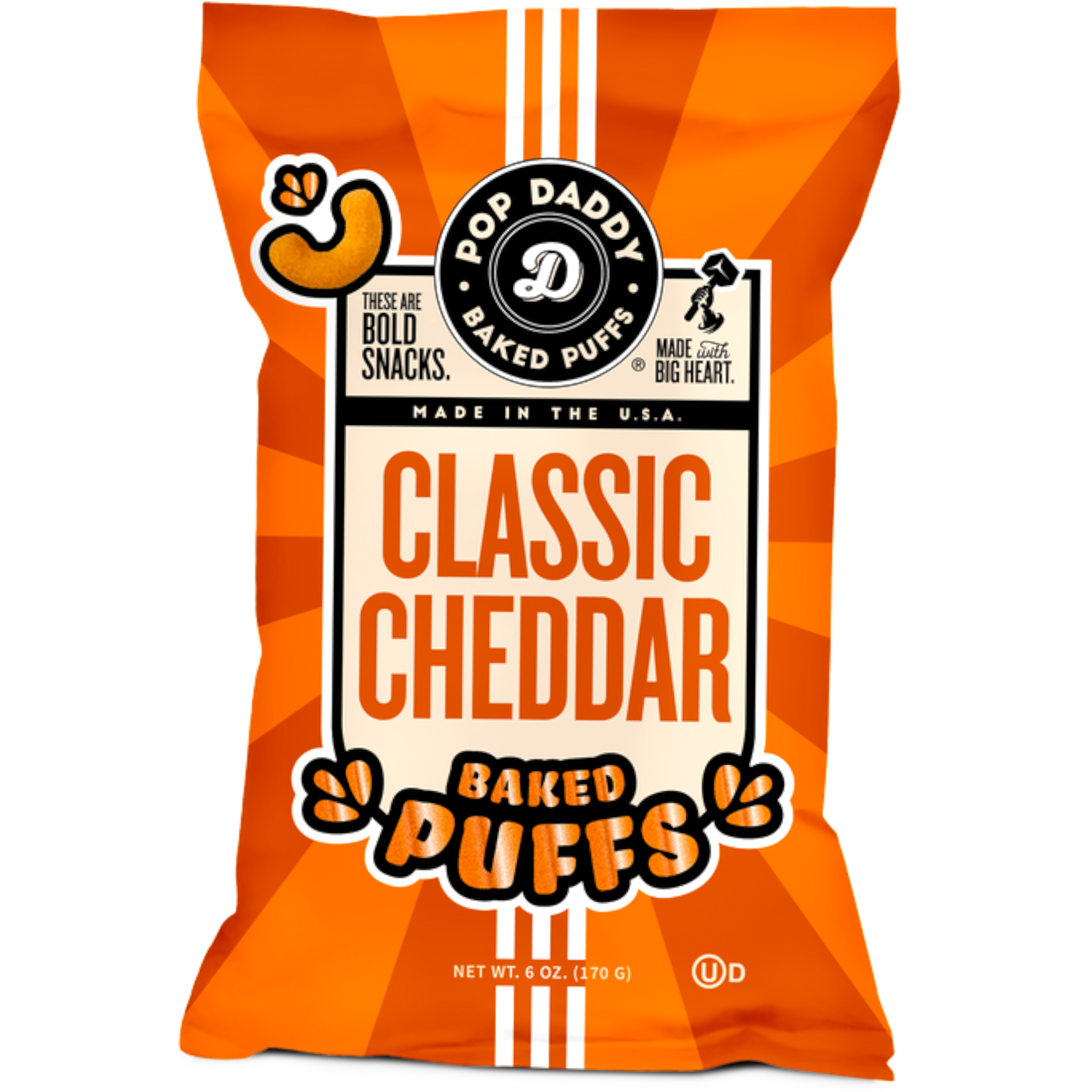 Pop Daddy Classic Cheddar Cheese Puffs 12 Count | Cow Crack Wholesale