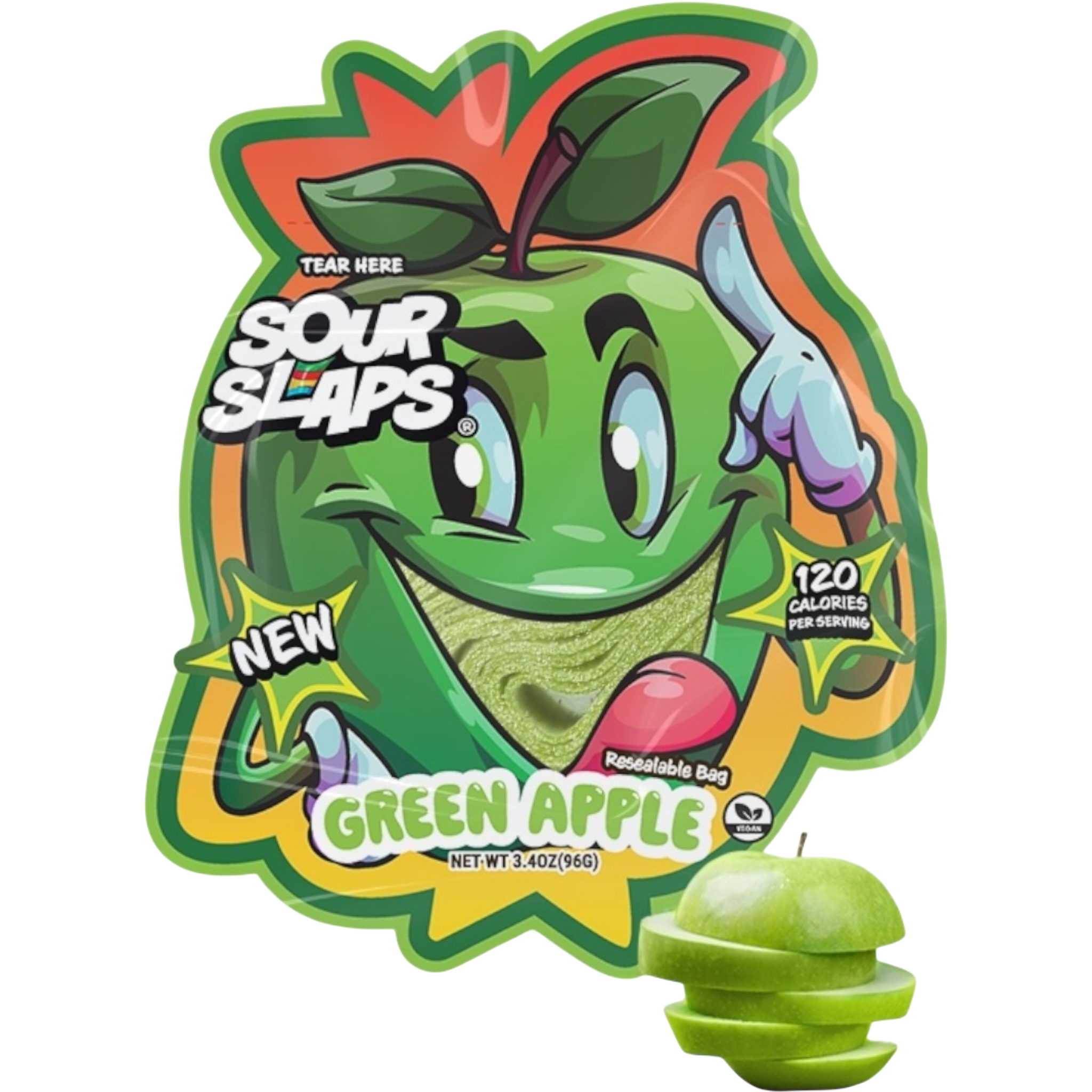 Sour Slaps Green Apple 12 Count | Cow Crack Wholesale