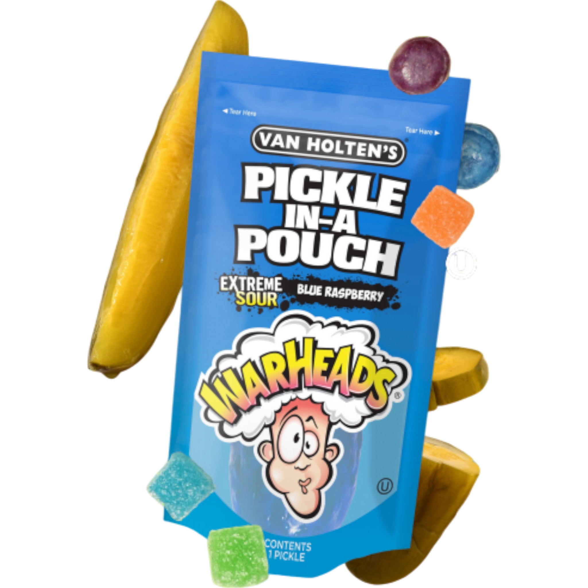 Van Holten's Warheads Extreme Sour Blue Raspberry Pickle in a Pouch ...